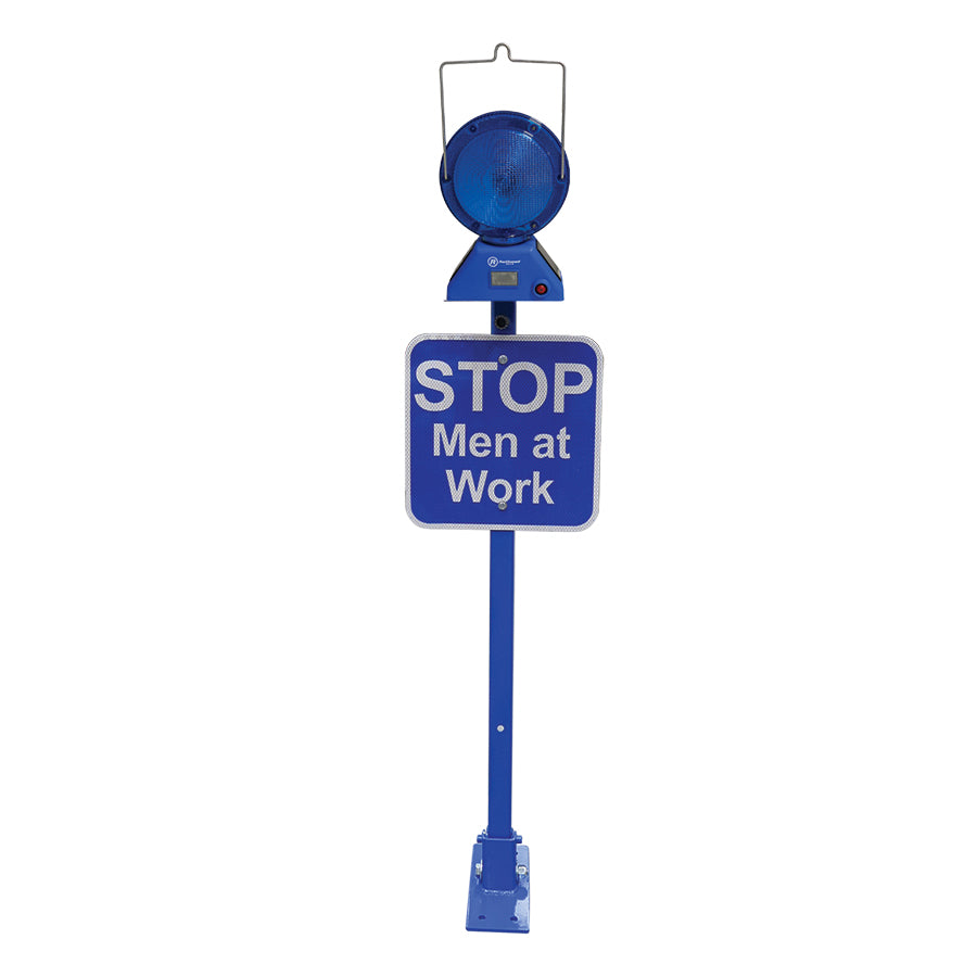 Heavy Duty Blue Flag with 12x12 Blue sign Stop men at work, HIP reflec ...