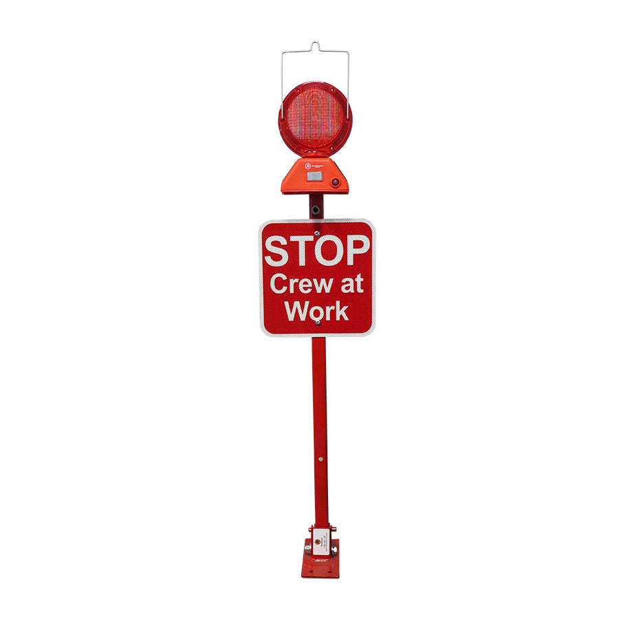 Heavy Duty Red Flag with 12x12 Red sign Stop crew at work, HIP reflect ...