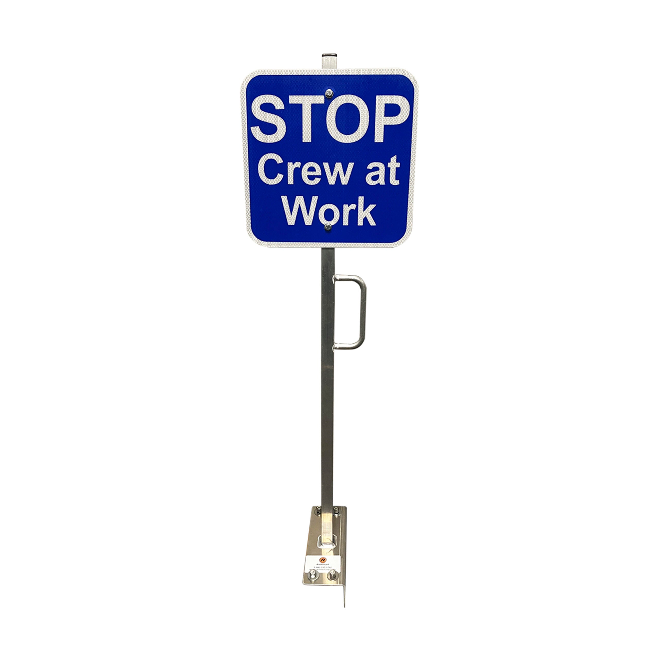 48in Magnetic Flag w/ 12x12 Blue Stop Crew at Work Sign, HIP reflectiv ...